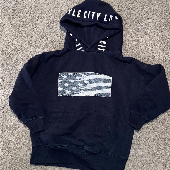 Zara | Shirts & Tops | Zara Hooded Sweatshirt With Flag | Poshmark